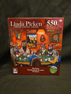 New Linda Picken Collection 550 Piece Puzzle”BIG GAME”Bear Deer Wolf ...