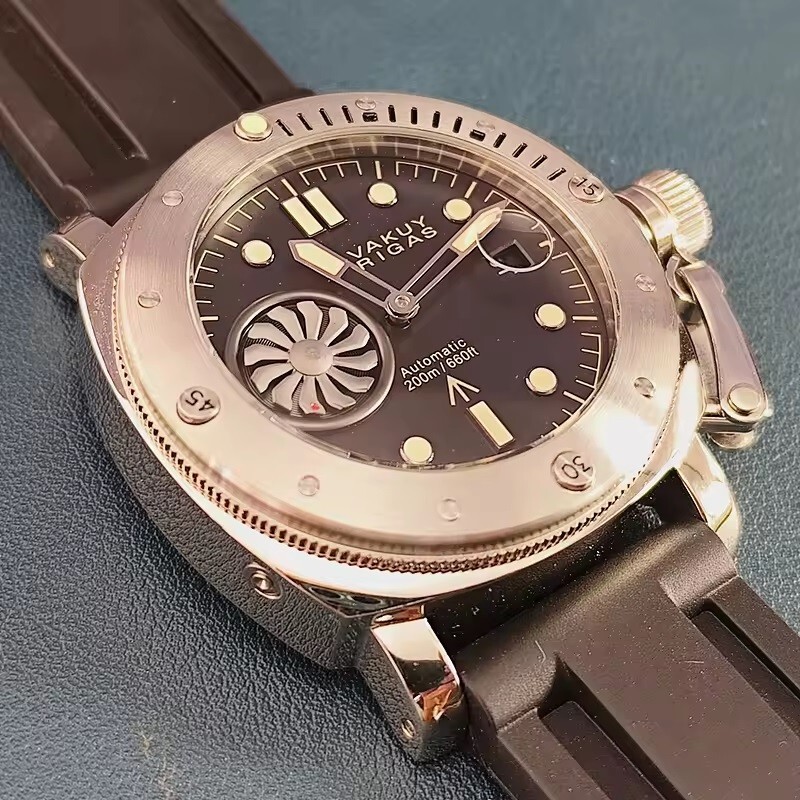 Black 44mm seagull ST25 movement military luxury homage analog date ...