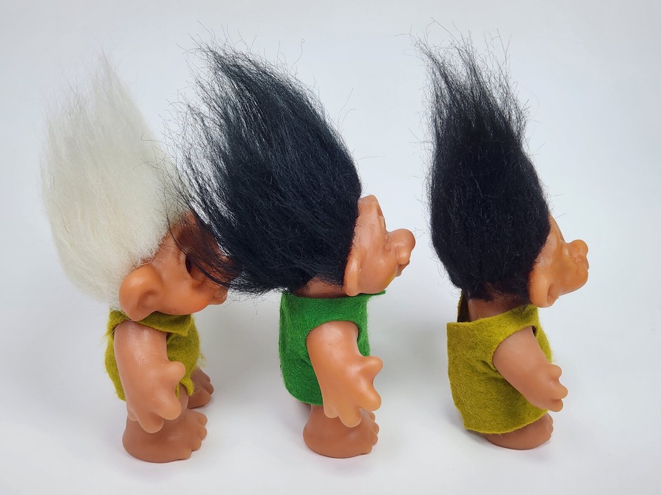 1968 Troll Dolls Thomas Dam Lot of 3 Green Felt DAM Vintage Original 5 ...
