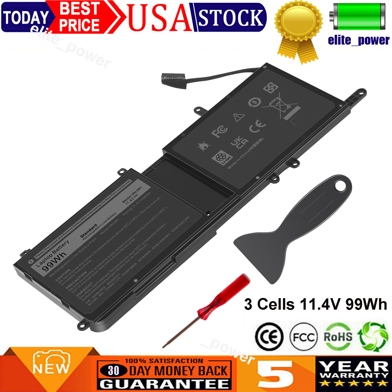 9NJM1 Battery for Dell Alienware 15 R3 R4 17 R4 R5 P31E P31E001 P69F ...