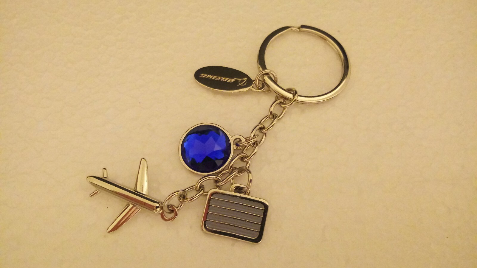 BOEING Airlines Silver Tone Airplane Key chain Keyrin… - Gem