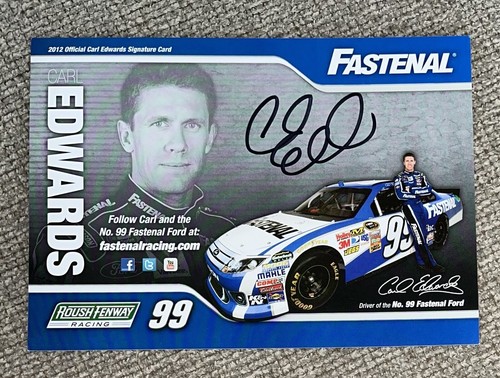 Carl Edwards Signed 2012 Fastenal Postcard Hero Card NASCAR Auto COA | eBay