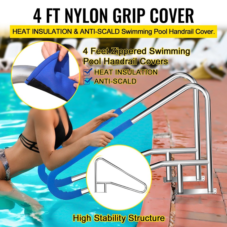 Pool Handrail Swimming 55'' x 32'' Pool Stair Rail Stainless Steel Pool ...