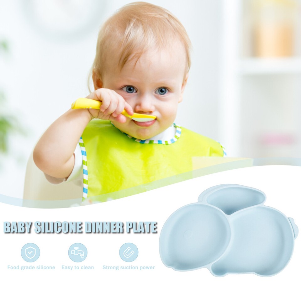 Cartoon Children Dishes Silicone Baby Feeding Dishes Baby Cutlery ...