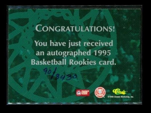 Vintage 1995 CLASSIC RC AUTOGRAPH Basketball Card RUSSELL LARSON ...