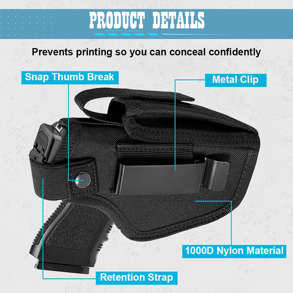 Universal Tactical Gun Holster with Mag Pouch Concealed Carry Pistol ...