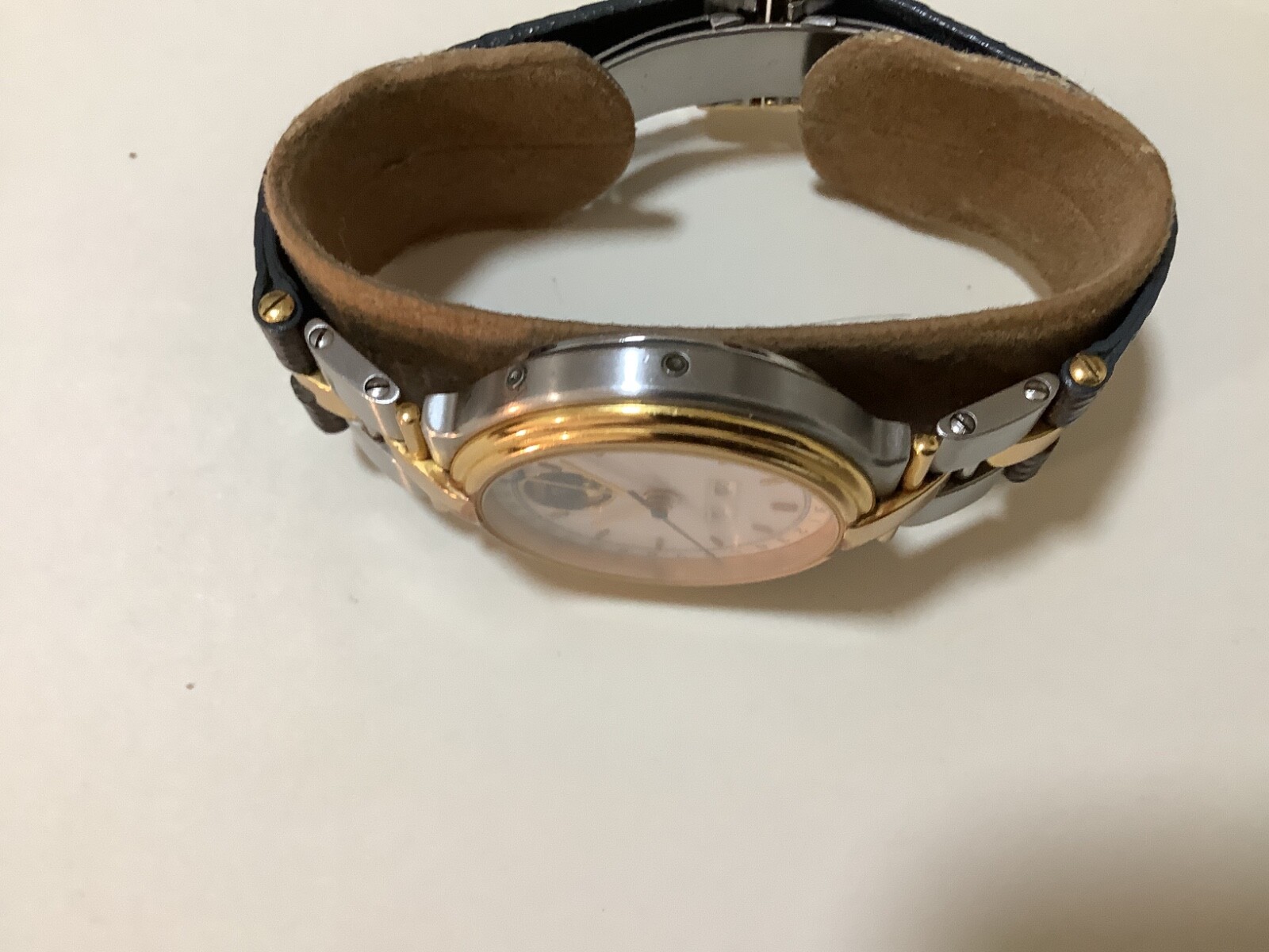 WYLER VETTA 21J AUTOMATIC TRIPLE DATE MOONPHASE WATCH CRYSTAL BACK NICE ...