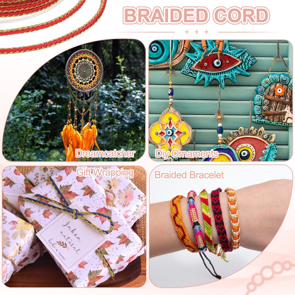 15 Yards x 2.5 mm Braided Cord, Metallic Bracelet Knotting Dark Blue | eBay