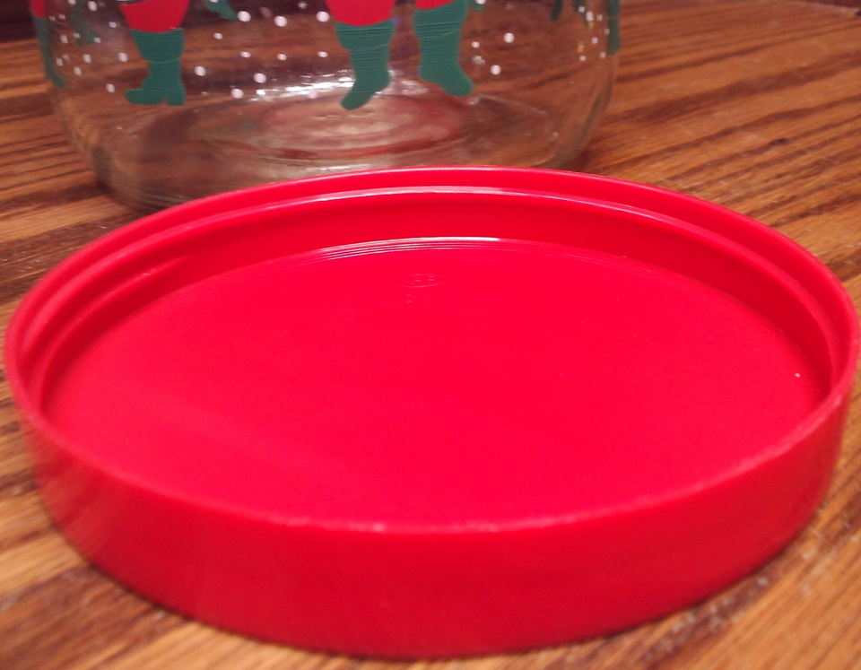 Anchor Hocking Canister Vintage Glass Jar CHRISTMAS Dancing Santa Claus ...