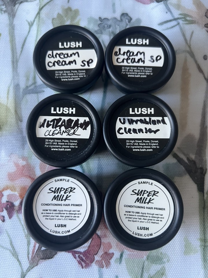 LUSH Sample Pots Bundle Dream Cream Ultrabland Cleanser Super Milk Hair ...