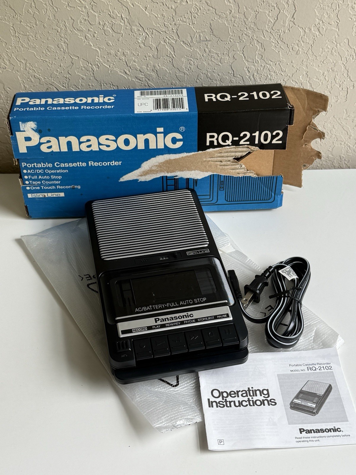 Panasonic RQ-2102 Slim Line Portable Cassette Tape Player & Recorder ...