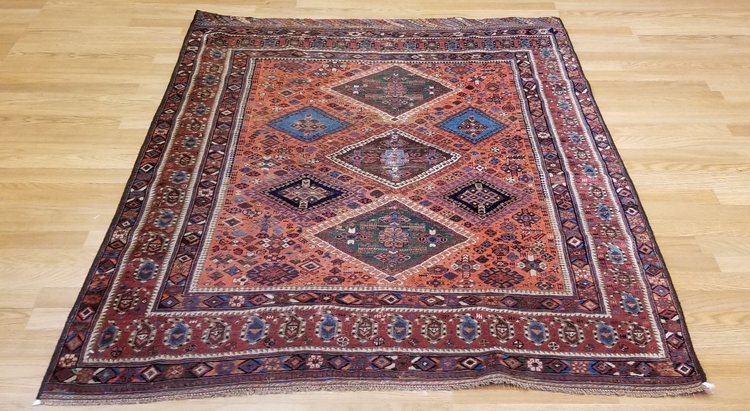 Terrific Tribal - 1890s Antique Oriental Rug - Nomadic Carpet - 4.3 x 5 ...