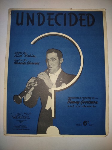 Vintage Charles Shavers JAZZ Benny Goodman Undecided Sheet Music London ...