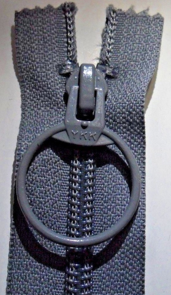 YKK, LOOP PULLER ZIP,GREY, 14"/36CM, NYLON TEETH ,CLOSED END, NUMB 5 | eBay