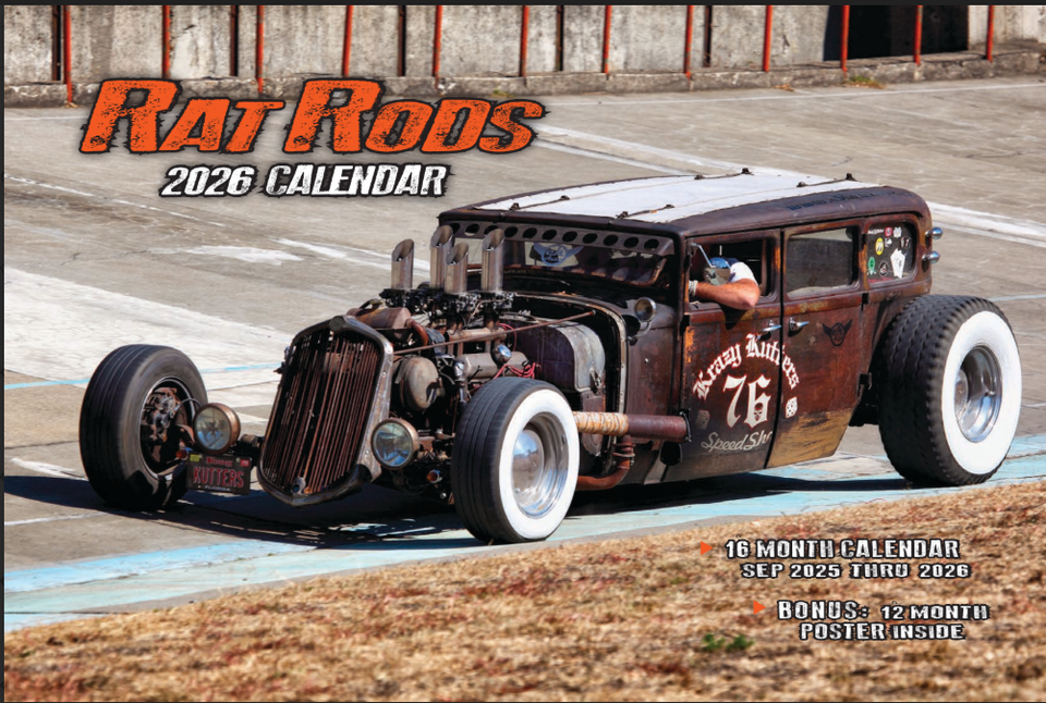 2026 RAT RODS DELUXE WALL CALENDAR old school ford chevy greaser racing ...