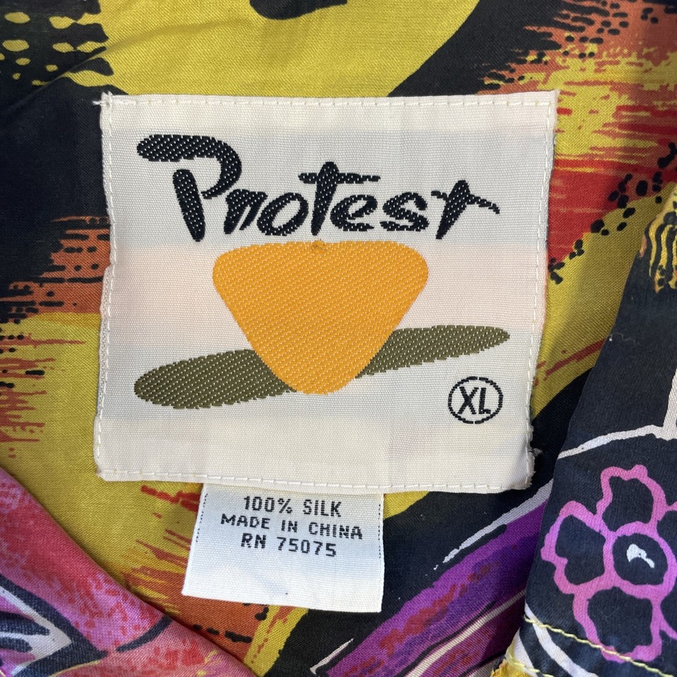 vintage protest shirt Mens XL 100% Silk | eBay