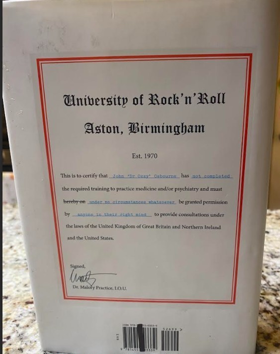 (SSG) OZZY OSBOURNE Signed 1st, Hardcover Book "Trust Me I'm Dr. Ozzy ...