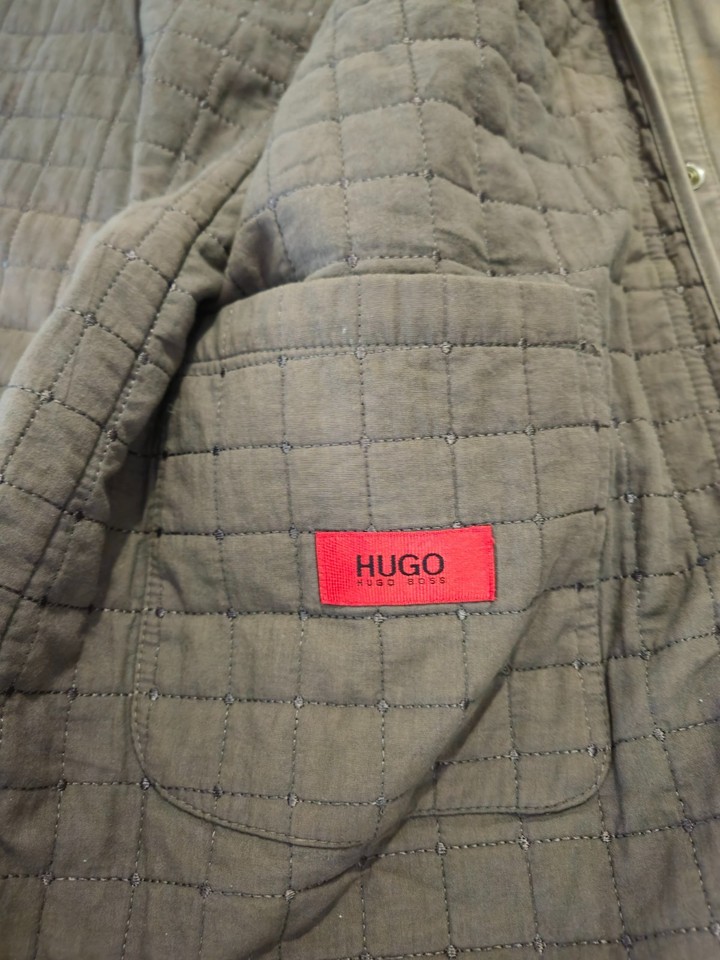 hugo boss hooded parker jacket vintage style medium grey | eBay UK