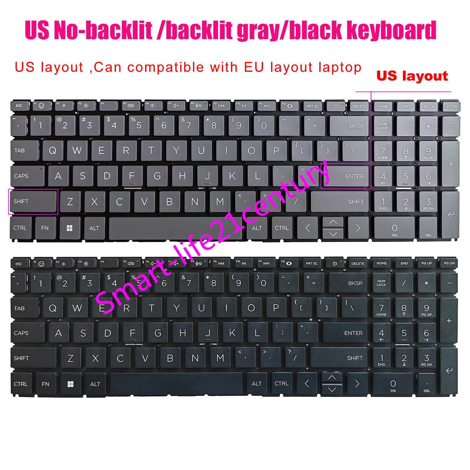 New US Keyboard For HP 250 G10 255 G10 15-FC 15-FD 15t-fc TPN-Q287 TPN ...