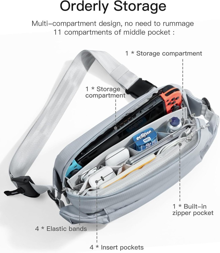 Inateck Sling Bag, Crossbody Bag for Men and Women, Water-resistant ...