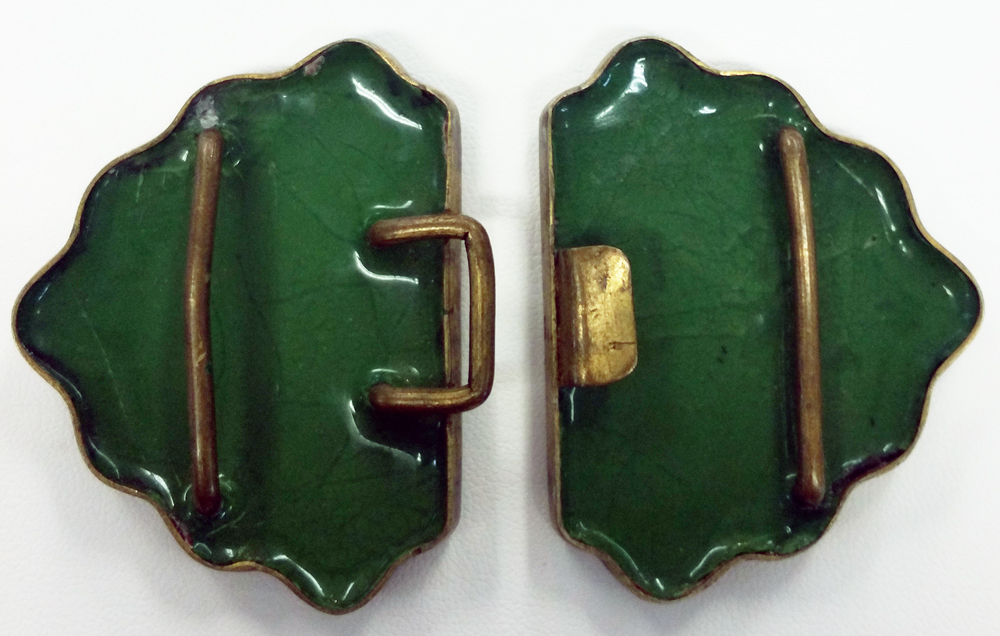 GORGEOUS PAIR JAPANESE MEIJI PERIOD CLOISONNE BRASS FLORAL BELT BUCKLES ...
