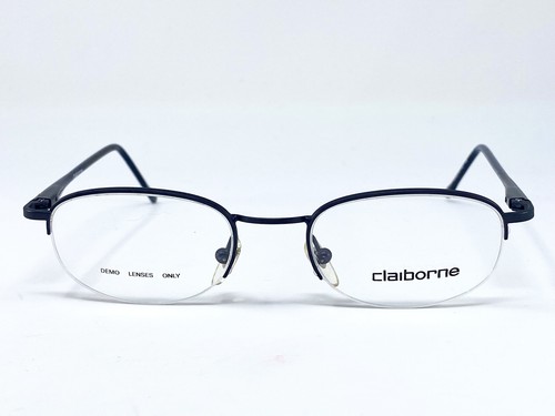 New CLAIBORNE C-592 Metallic Blue Half Rim Womens Eyeglasses Frame 48 ...