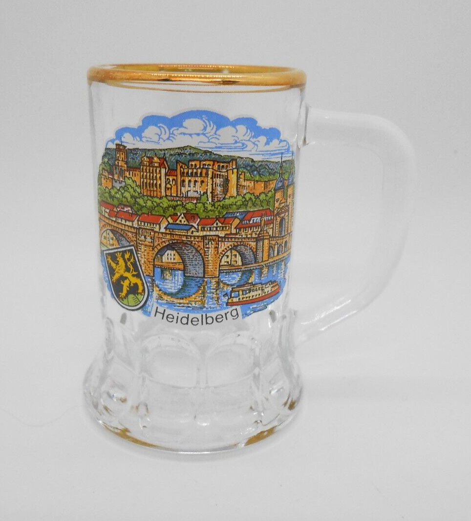 Heidelberg Germany Gold Flake Rim Souvenir Shotglass Bockling with ...