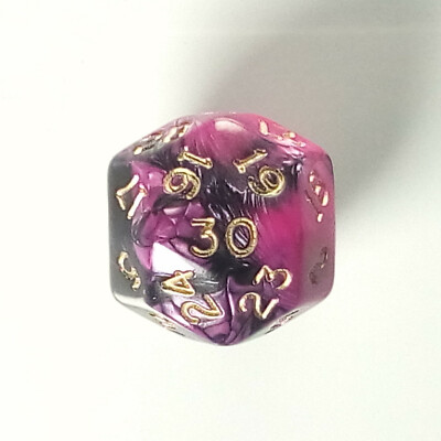 Toxic Poly D30 Dice 1 2 3 Set Pink Black 30 Sided Die Dungeon Dragon ...