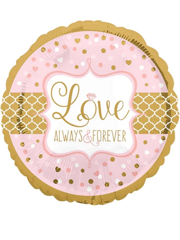 Love Always & Forever Pink Blush & Gold 45cm (18”) Foil Balloon ...