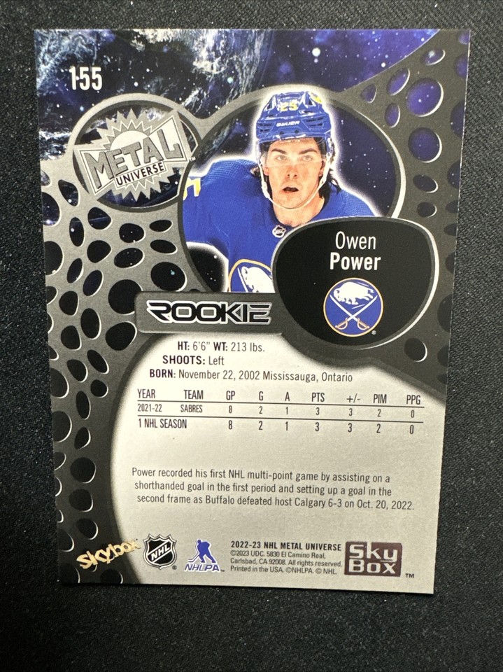 22-23 UD NHL Metal Universe Hockey Rookie 155 Owen Power | eBay