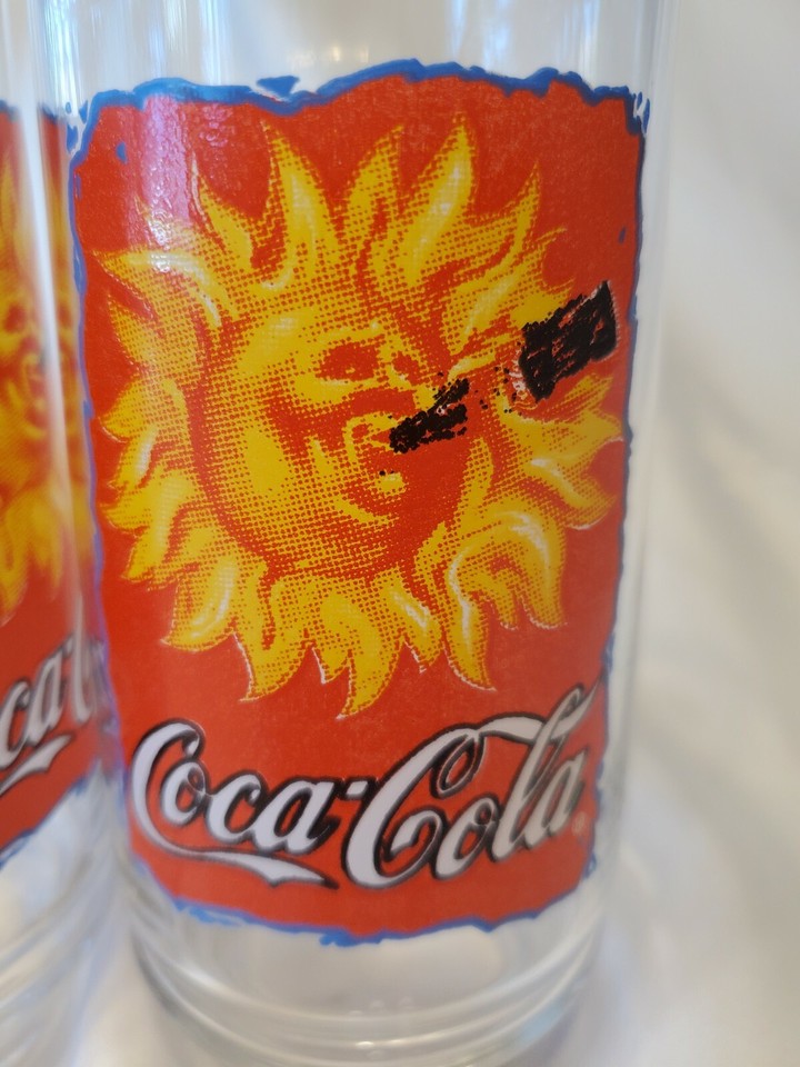 Coca-Cola Glasses, Cool Sun cooling off with a COKE 1995, Set Of 5 ...
