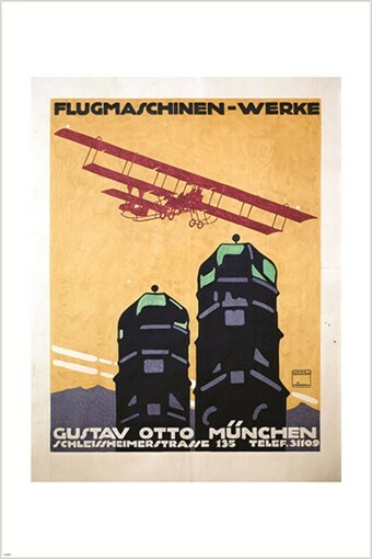 flugmaschinen werke GUSTAV OTTO vintage german plane TRAVEL POSTER ...