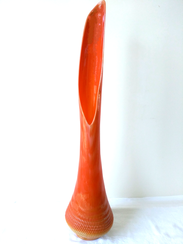 Mid Century L.E.Smith Art Glass Bittersweet Orange Nubby Swung floor ...