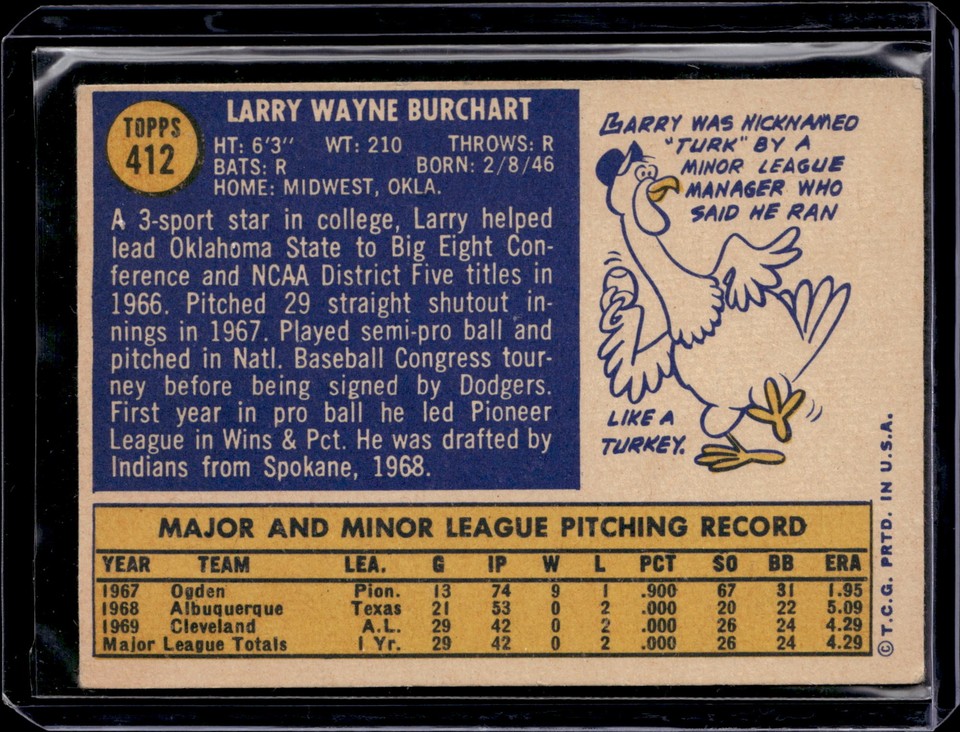 Larry Burchart 1970 Topps #412 Cleveland Indians | eBay