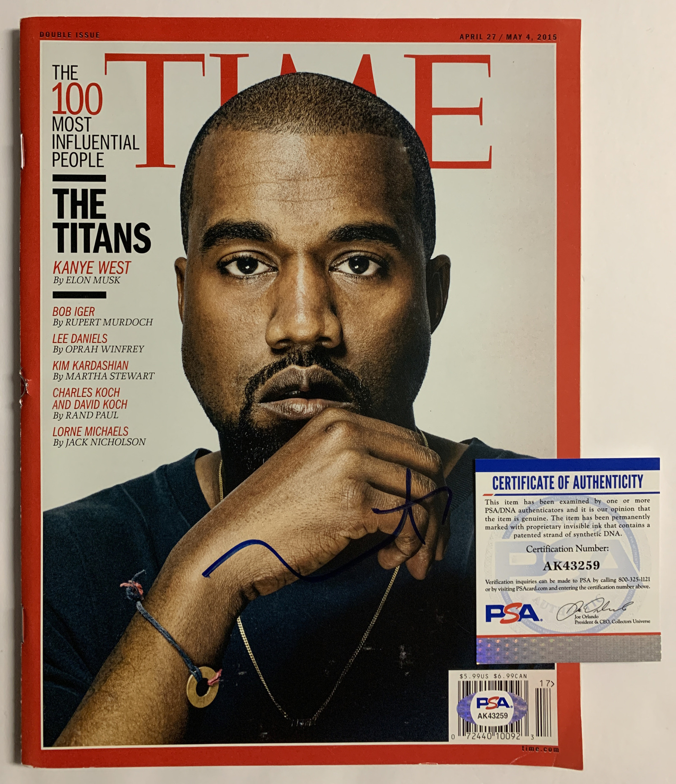 Kanye West Autographed Signed Time Magazine PSA/DNA COA Full No Label ...
