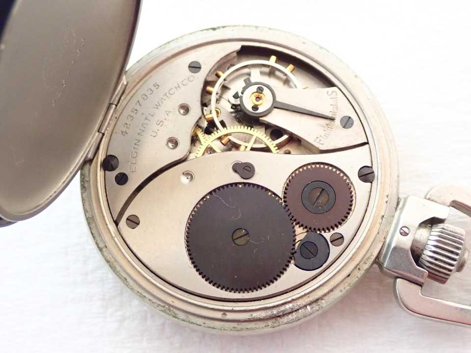 VINTAGE 16s 1944 ELGIN GRADE 4697j WWII MILITARY STOP TIMER POCKET ...