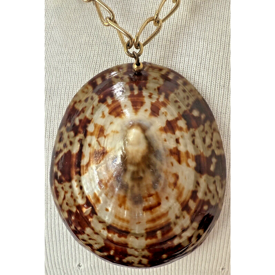 Vintage 1960s Hobe Gold Tone Shell Polished Wood Chain Necklace | eBay