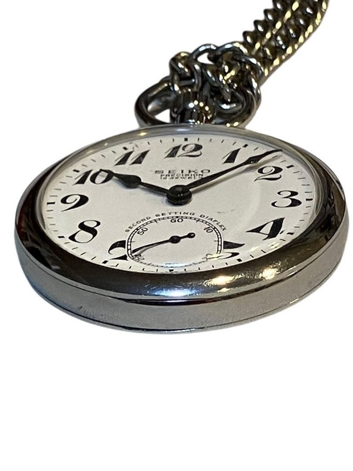 SEIKO Precision Mechanical Pocket Watch 15 Jewels Small Seconds Men's ...