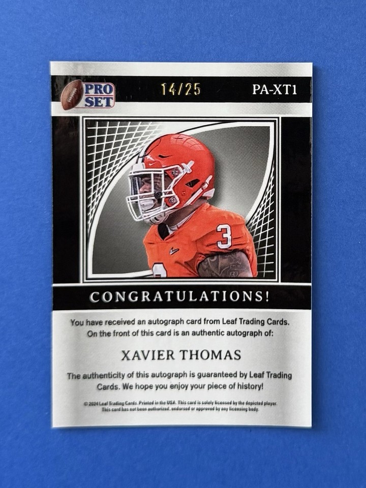 XAVIER THOMAS 2024 Leaf Pro Set Metal AUTO RC 14/25 Cardinals PA-XT1 | eBay