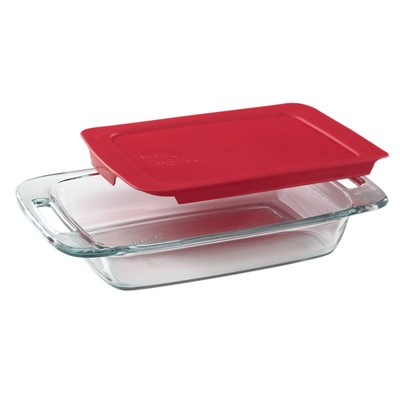 Pyrex 2 Quart Glass Baking Dish Set with Lid Durable Casserole Kitchen ...