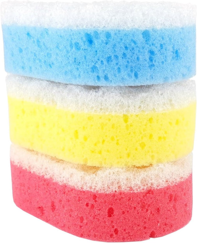 IDEA HOME 3 Pieces Bath Sponges for Adults - Doubled Sided Massage ...