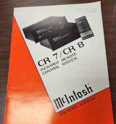 McIntosh CR7/CR8 Infrared Remote Control Sys. Owner's Manual-Original ...