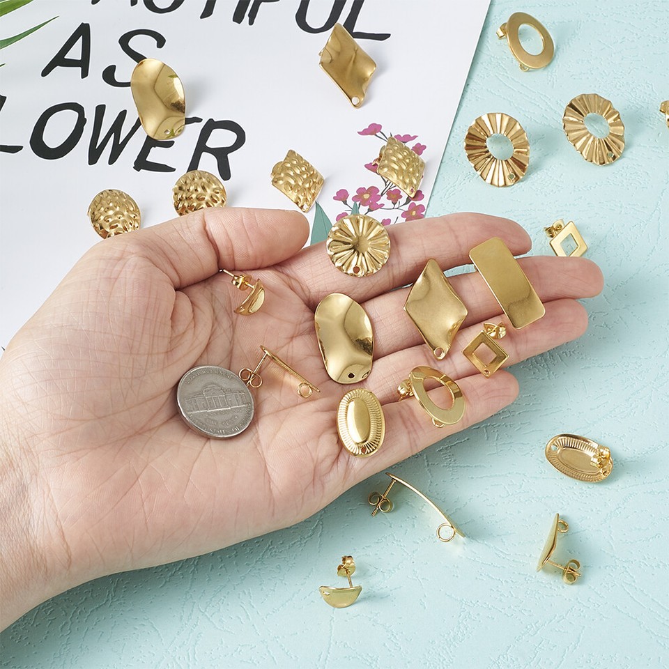 1 Box Golden Stainless Steel Loop Ear Nuts Earring Backs Stud Earring ...