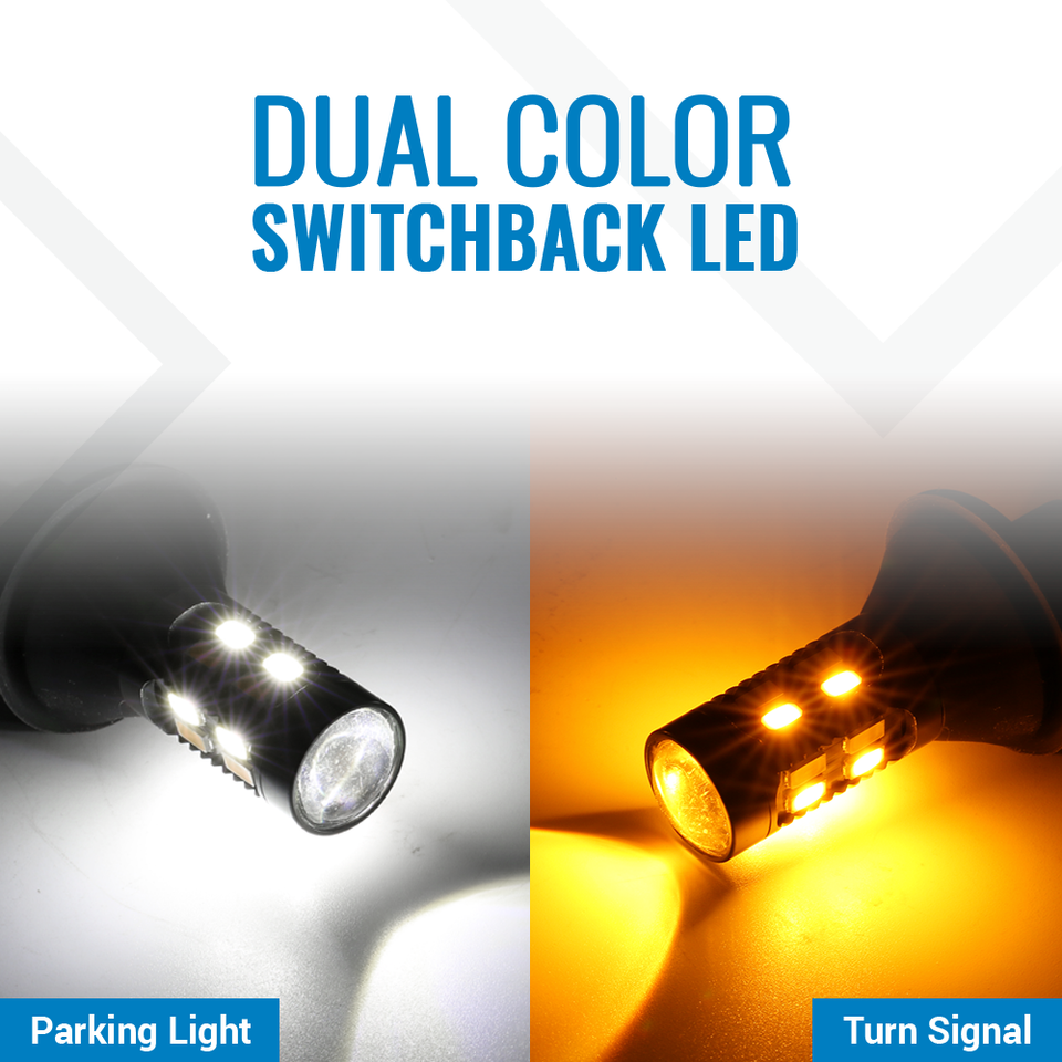 2x 3157/4114K Error-Free Switchback LED White Amber Turn Signal/DRL ...