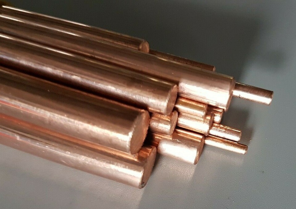 Copper Round Bar Rod Diameters 3/16" to 1/2" Lengths 50 to 600mm Grade ...