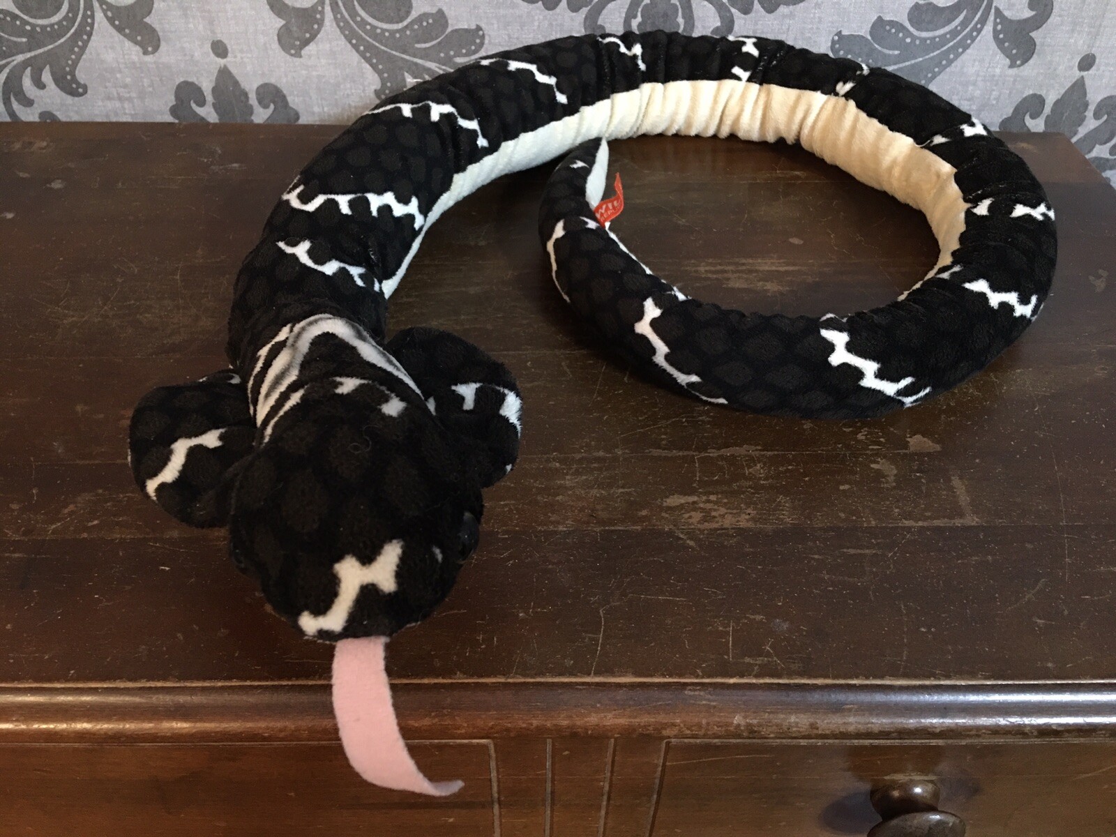 Wild Republic Hooded King Cobra Snake Plush Tongue Black White 48” Long ...