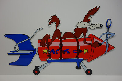 WILE COYOTE ACME ROCKET LARGE 30" X 19" steel die cut sign 1/8" thick ...
