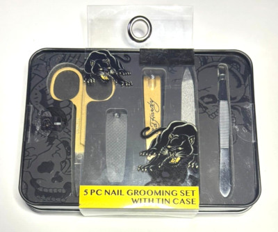 Ed Hardy 5pc Grooming Set with Tin Case Nail Clipper Accessories Tool ...