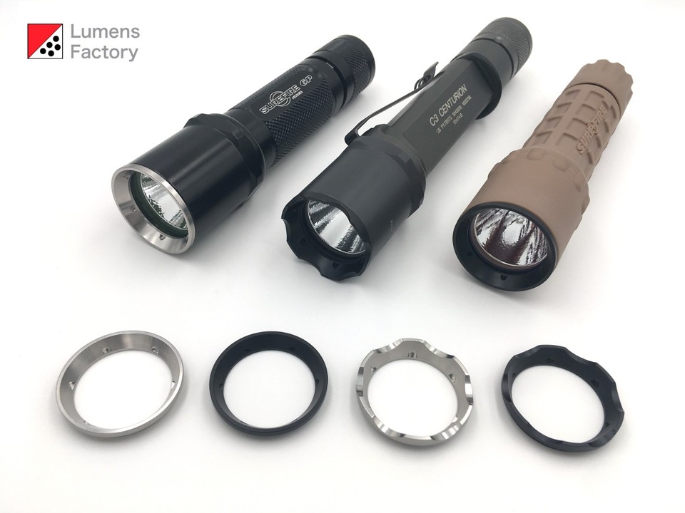 Slotted QPQ Black Steel Flat Bezel Ring for Surefire Z44 6P 9P C2 C3 G2 ...