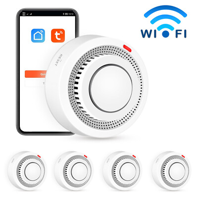 Wireless WiFi Smoke Alarm Fire Alarms Smart with Remote Control Smoke ...